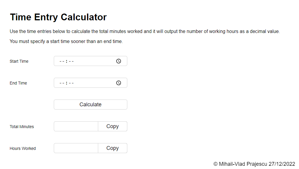 Time Entry Calculator